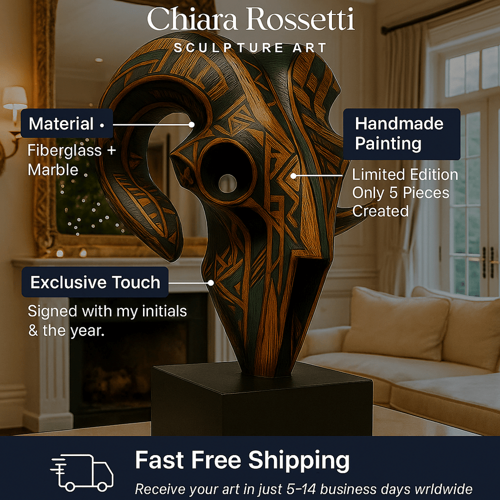 Sculpture Art : African Ram - Handmade Ram Mask Sculpture | Chiara Rossetti